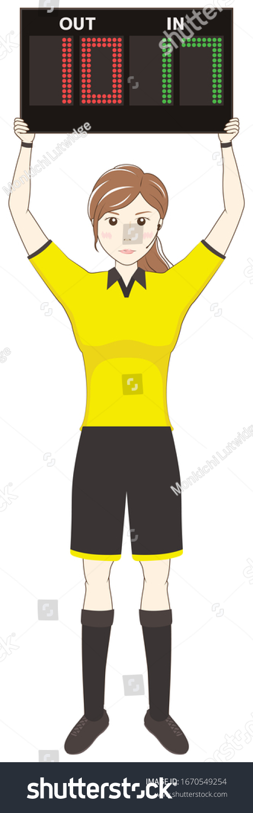 Female Referee Referee Board Stock Vector (Royalty Free) 1670549254