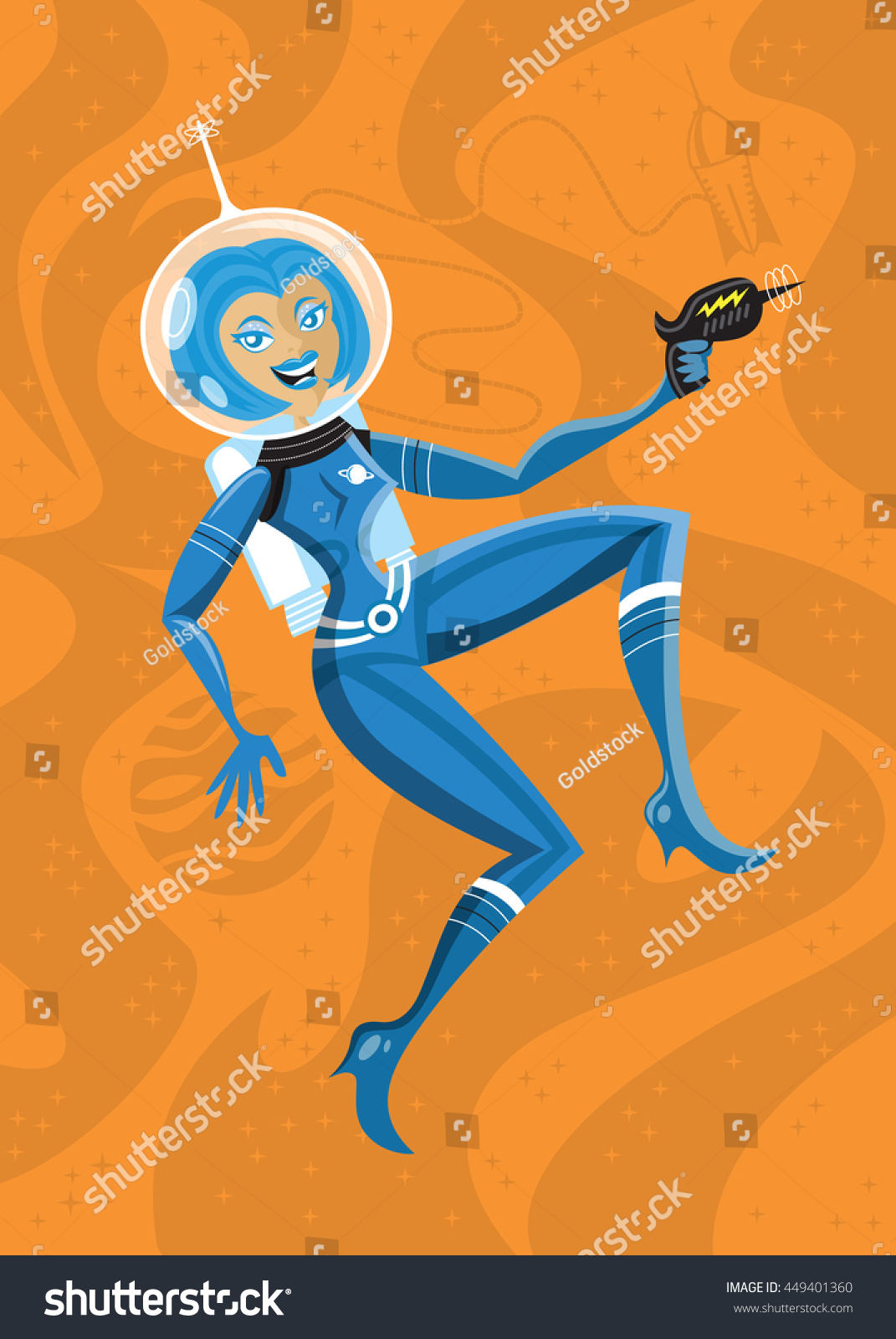 Female Space Explorer Vector Illustration: เวกเตอร์สต็อก (ปลอดค่า ...