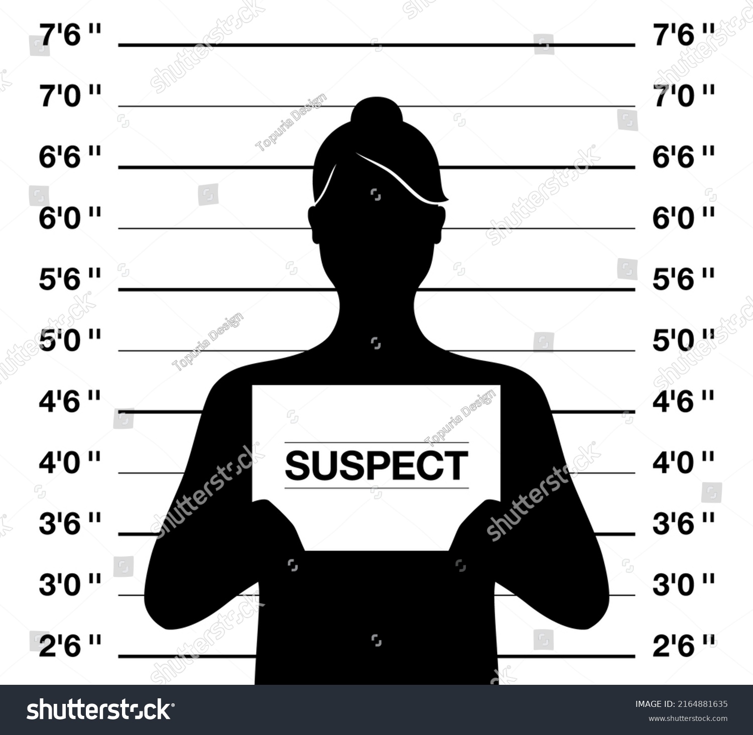 Female Suspect Mugshot Vector Illustration Anonymus Stock Vector