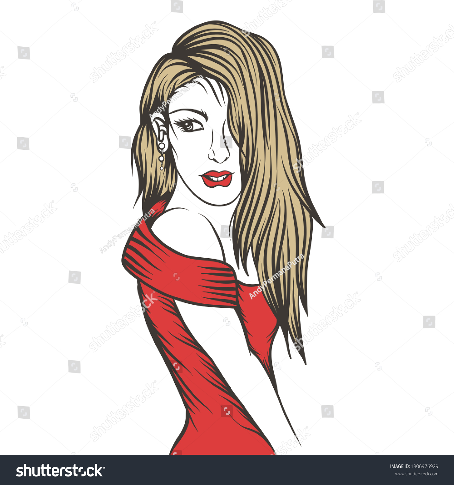 Female Vector Illustration Stock Vector (Royalty Free) 1306976929 ...