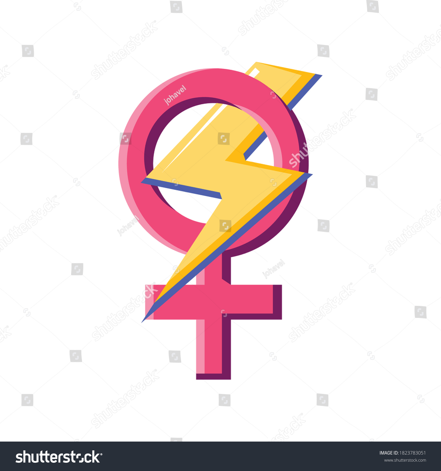 Feminism Concept Female Gender Symbol Thunderbolt Stock Vector Royalty