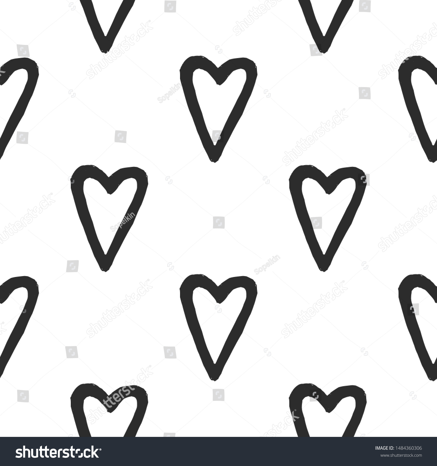 Feminist Seamless Heart Feminism Pattern Black Stock Vector Royalty