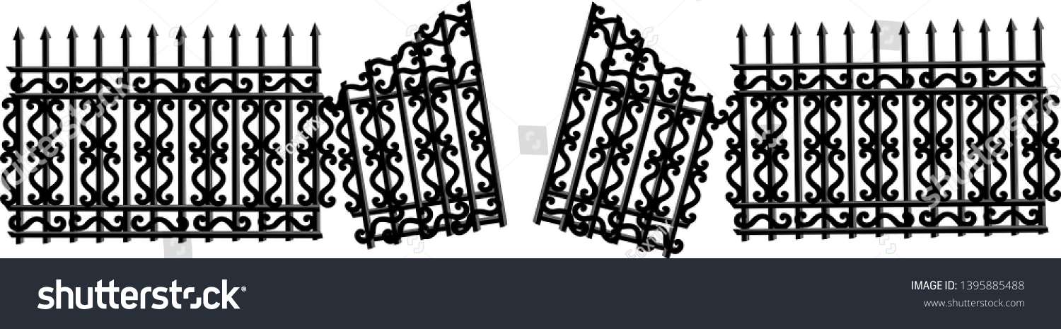 Fence Design Template Vector Broken Gate Stock Vector (Royalty Free ...