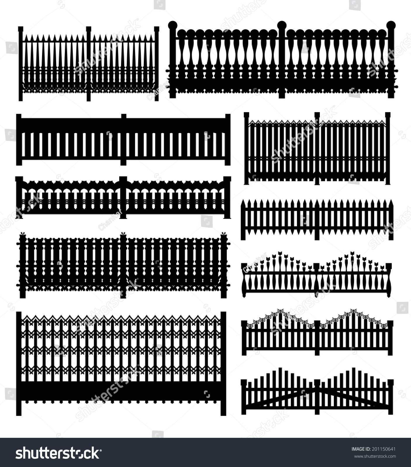 Fence Set Stock Vector (Royalty Free) 201150641 | Shutterstock