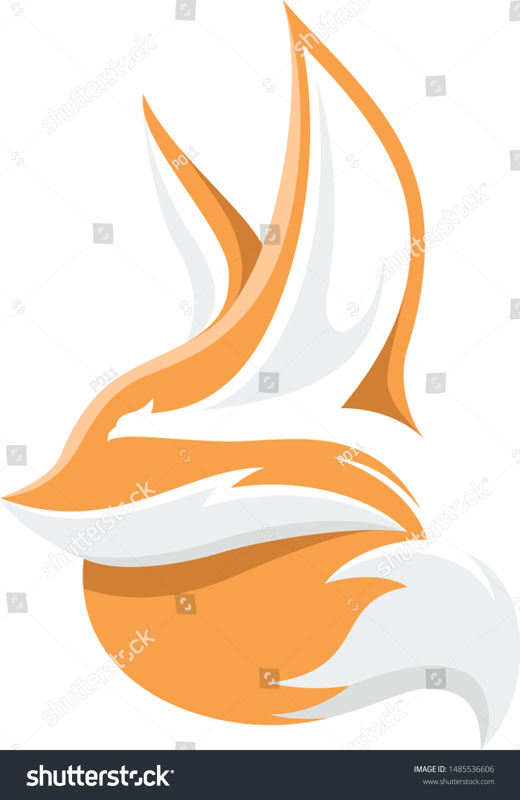 Fennec Fox Head Flying Phoenix Negative 스톡 벡터(로열티 프리) 1485536606 ...