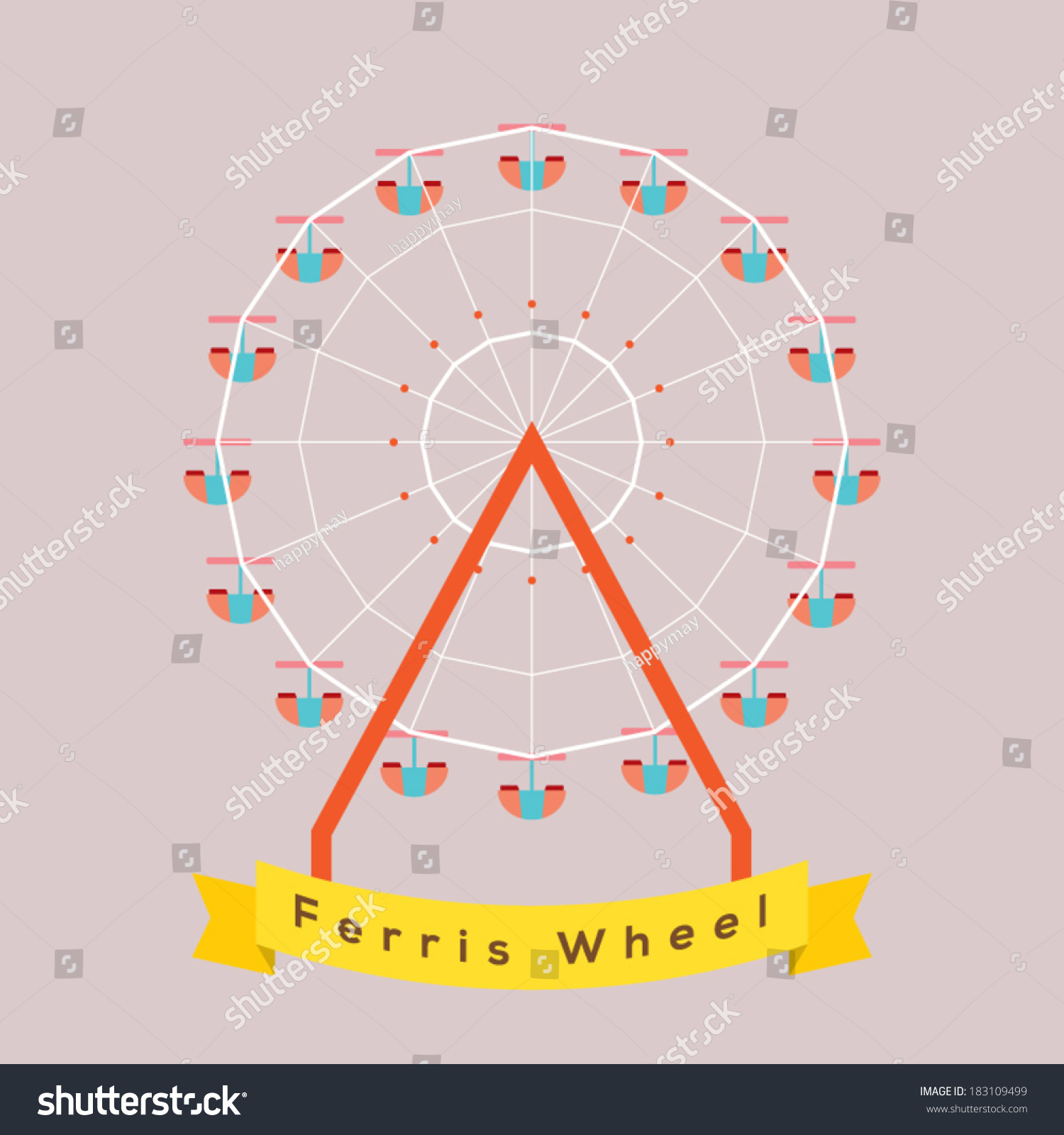 Vektor Stok Ferris Wheel Vector Illustration (Tanpa Royalti) 183109499