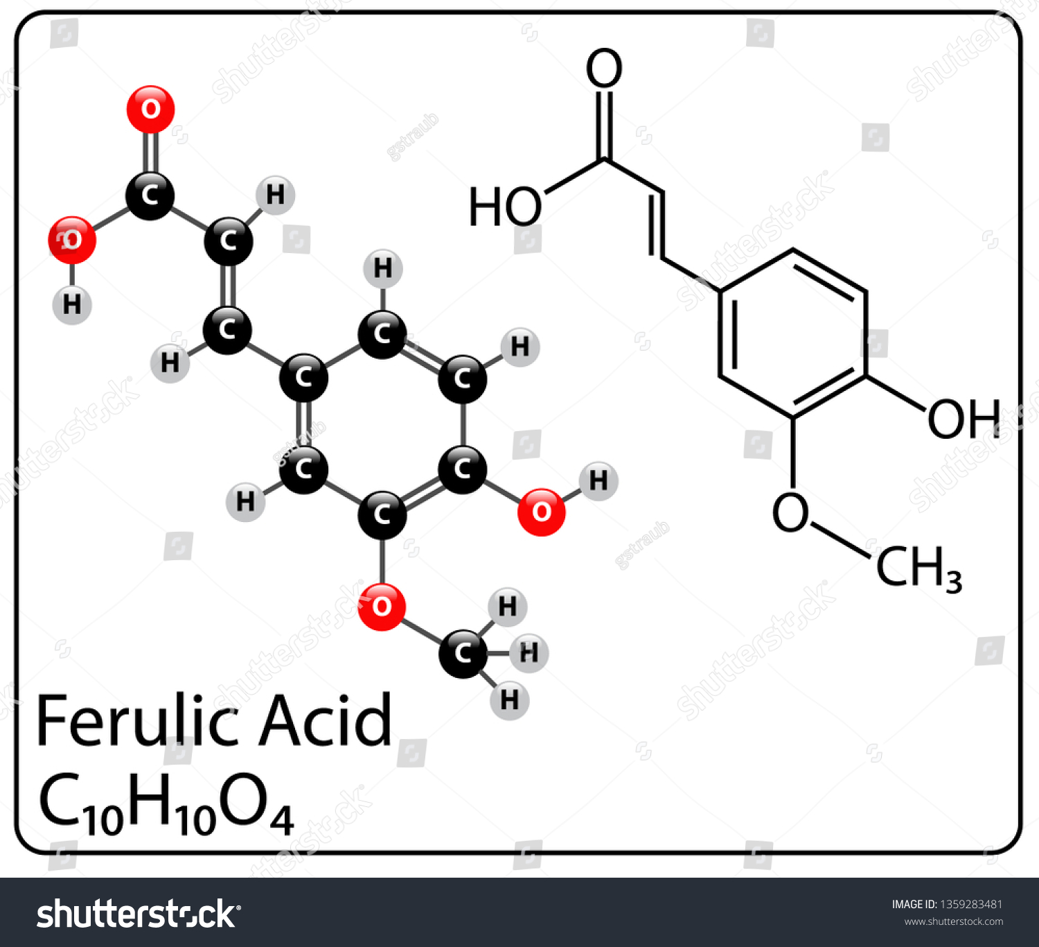Ferulic Acid Molecule Structure: เวกเตอร์สต็อก (ปลอดค่าลิขสิทธิ์ ...