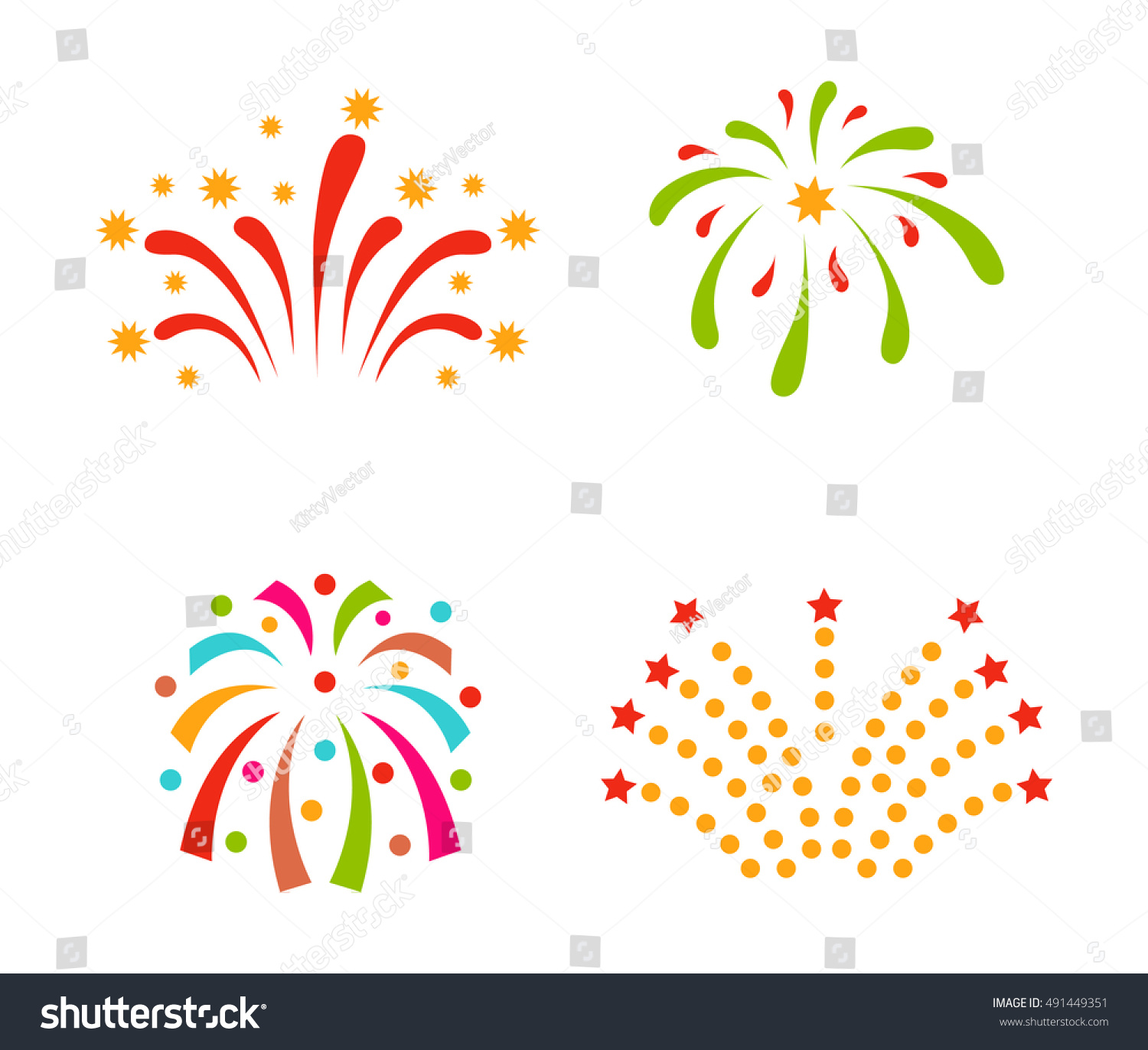 Festive Firework Bursting Shape Firework Pictograms Stock Vector ...