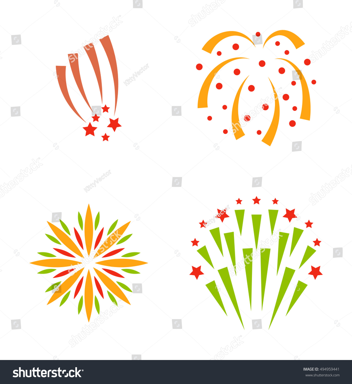 Festive Firework Bursting Shape Firework Pictograms Stock Vector ...