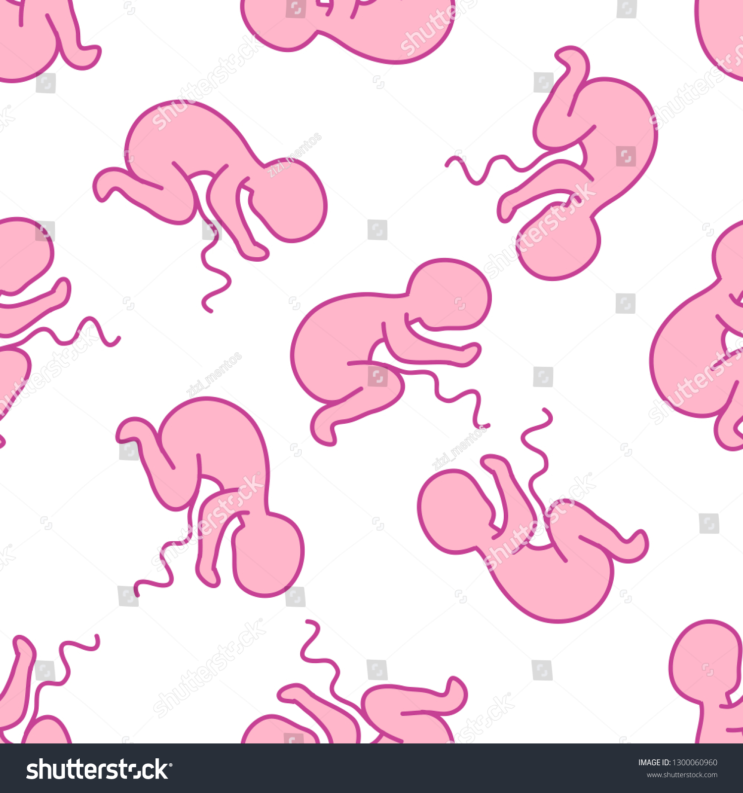 Fetus Seamless Doodle Pattern Stock Vector (Royalty Free) 1300060960 ...