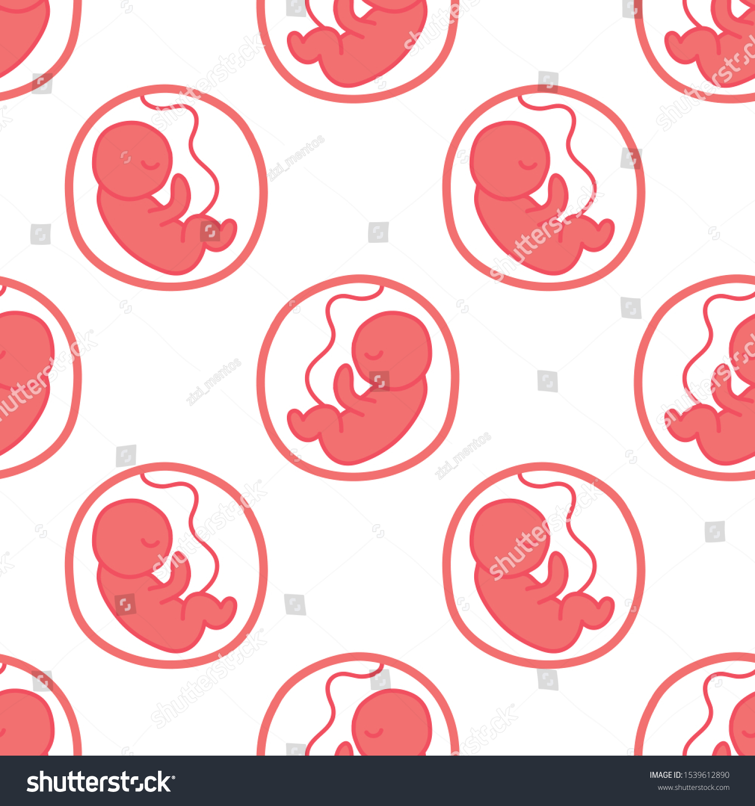 Fetus Seamless Doodle Pattern Vector Illustration Stock Vector (Royalty ...