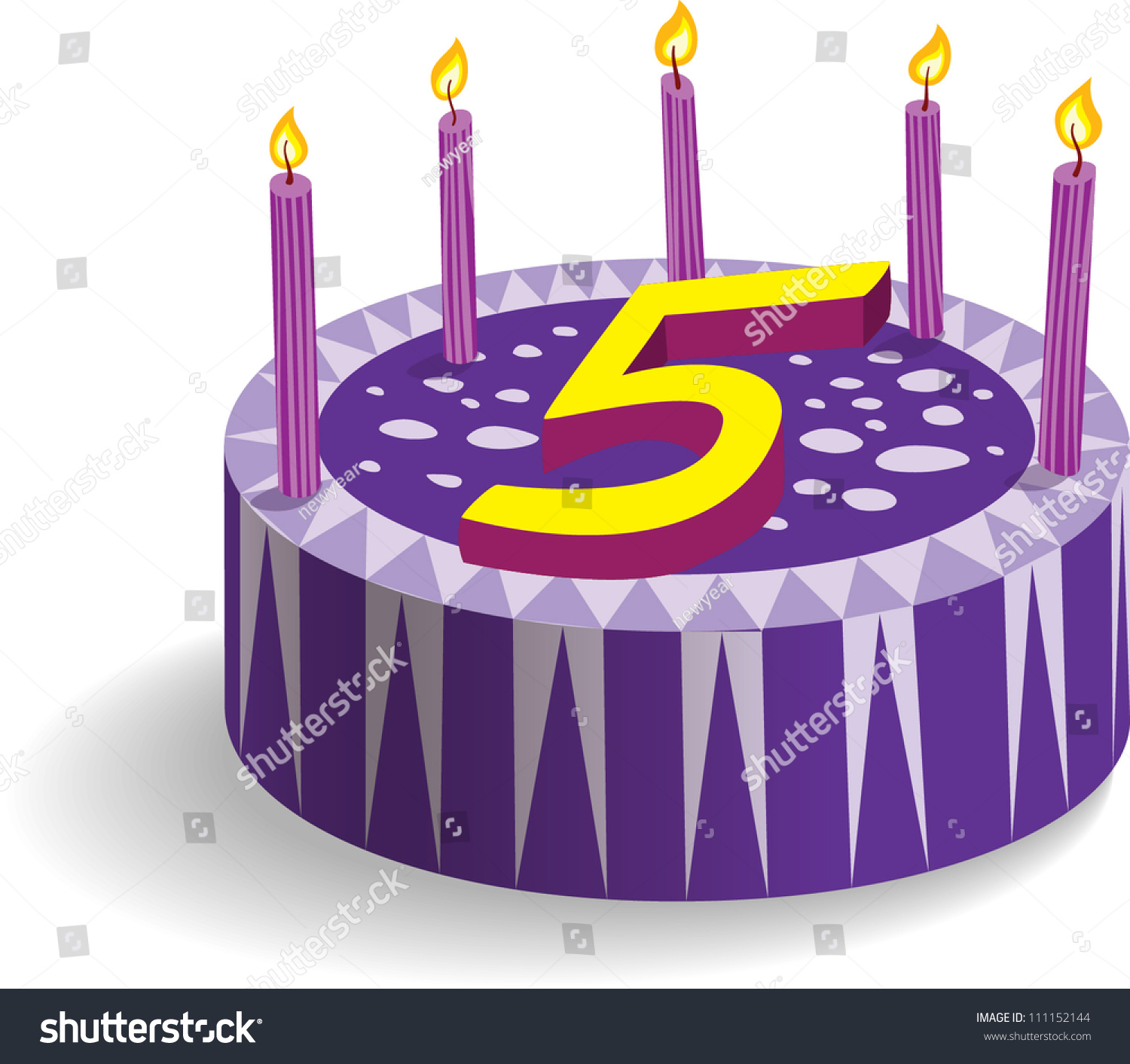 Fifth Birthday Cake Stock Vector (Royalty Free) 111152144