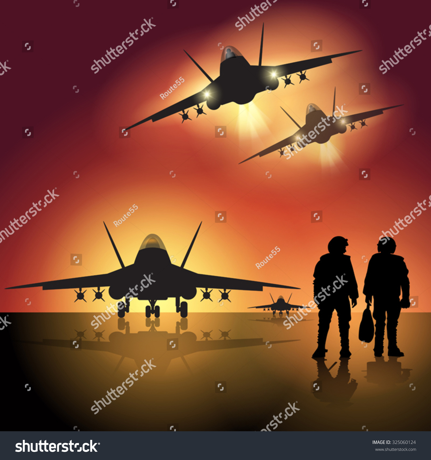 Fighter Jet Before Take Off Vector Stock Vector (Royalty Free) 325060124