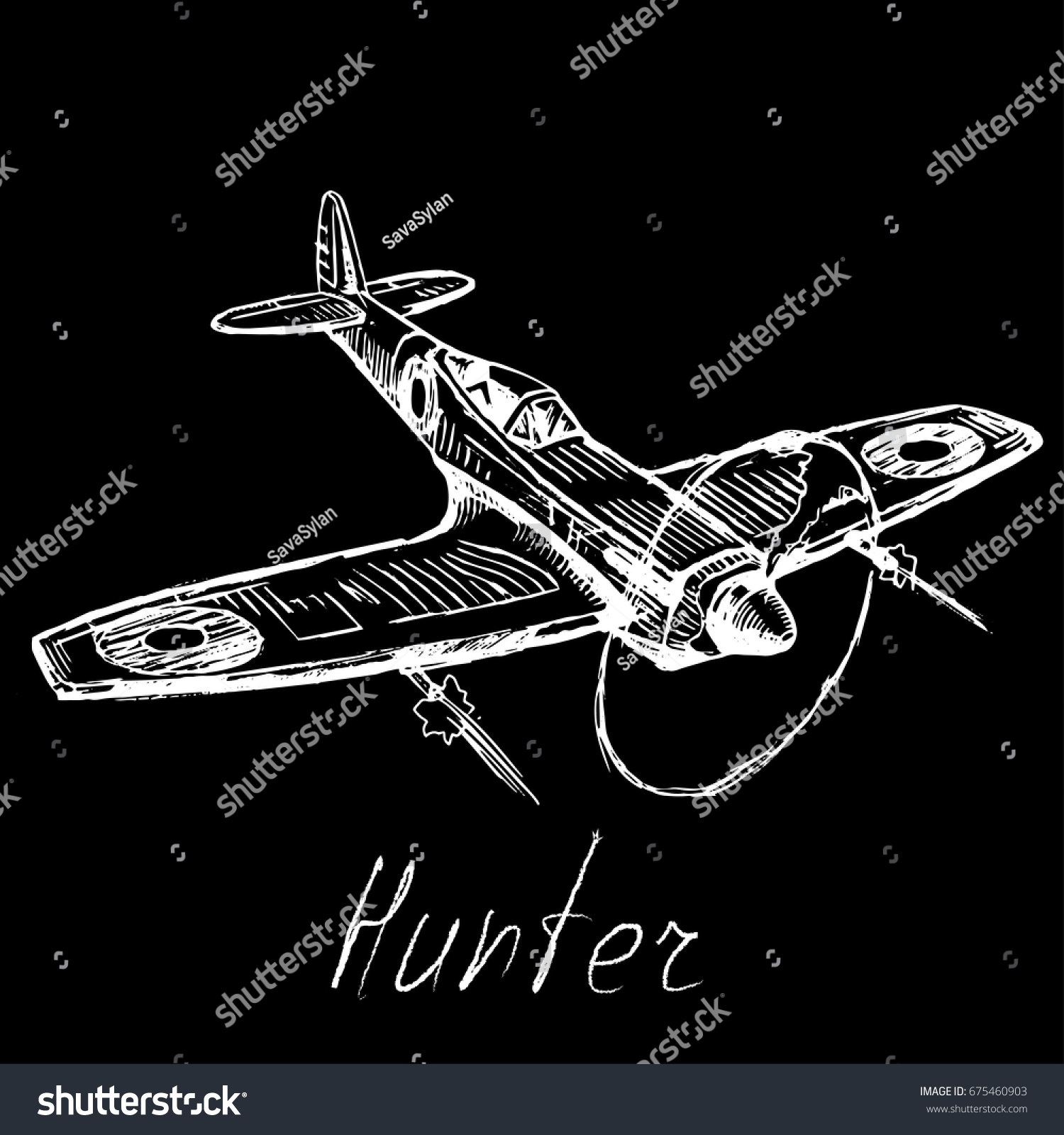 Fighter Jet Preparing Attack Hand Drawing Stock Vector (Royalty Free ...