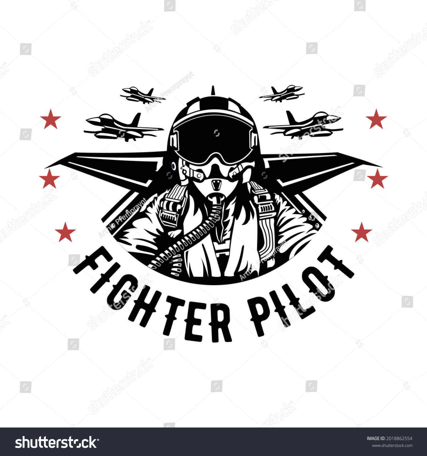 Fighter Pilot Vector Design Isolated On Stock Vector (Royalty Free ...