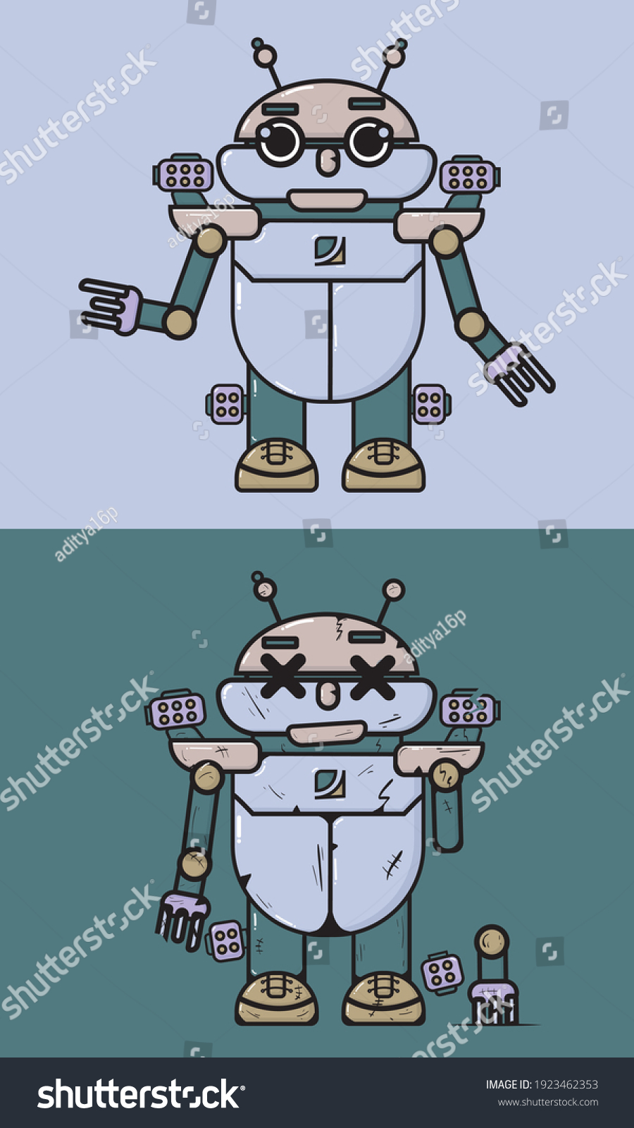 Fighter Robot Broken Character Illustration Stock Vector (Royalty Free ...