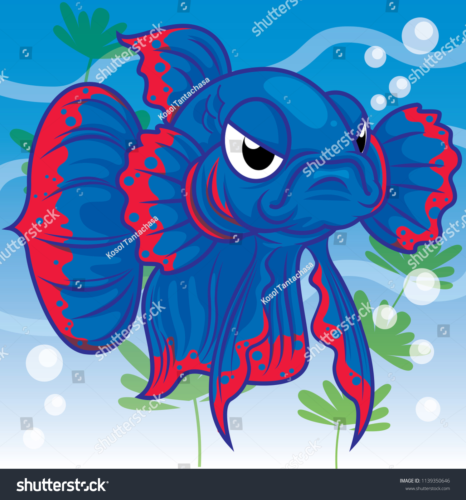 Fighting Fish Cute Vector Cute Cartoon Stock Vector (Royalty Free ...