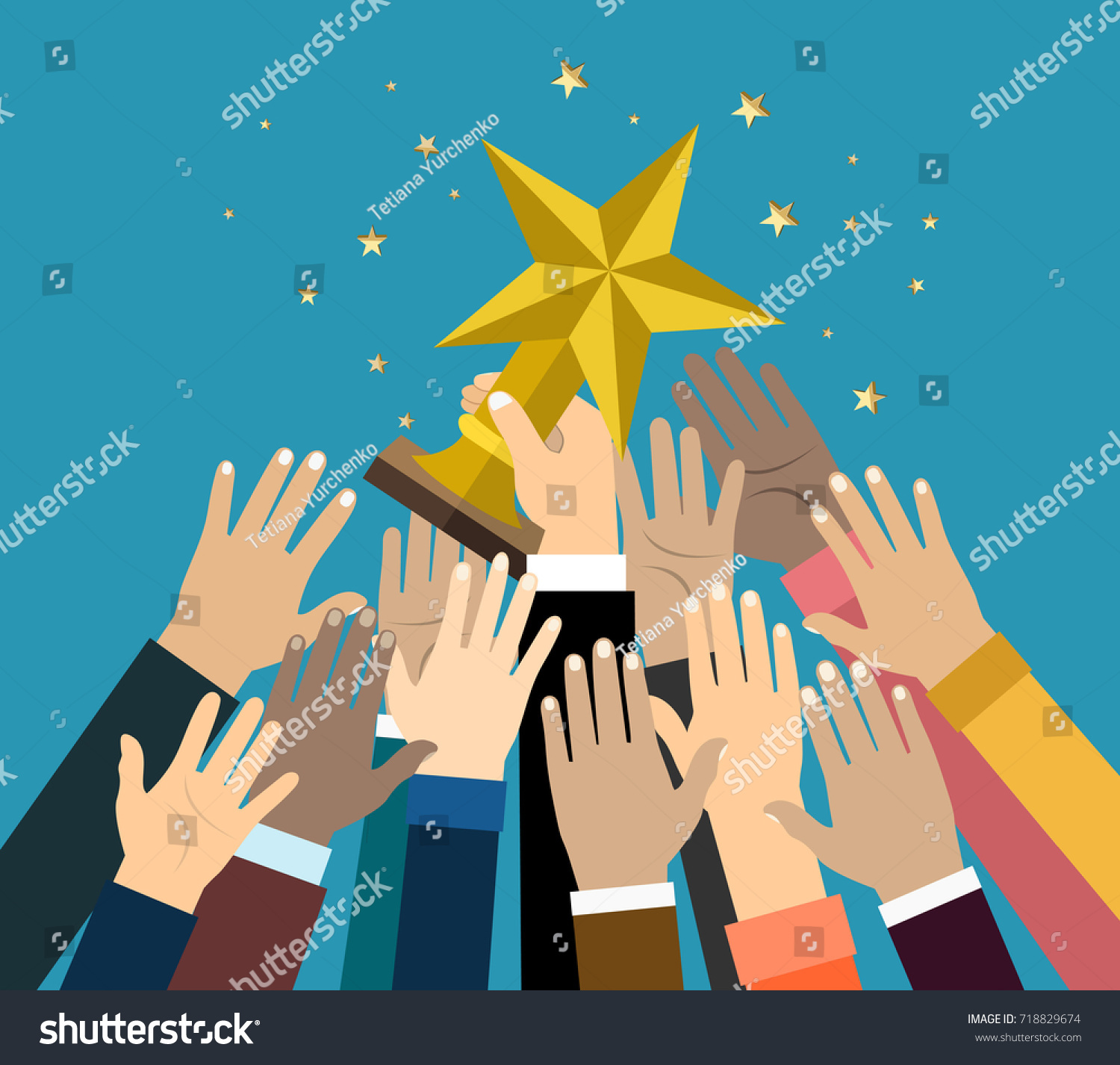 Fighting Star Trophy Cup Vector Illustration: vector de stock (libre de ...