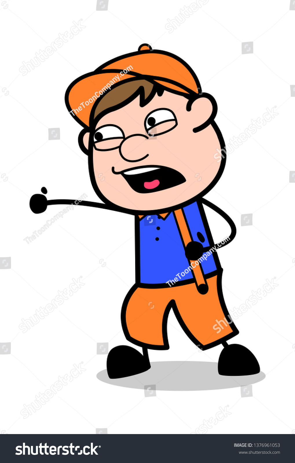 Fighting Retro Cartoon Carpenter Worker Vector Stock Vector (Royalty ...