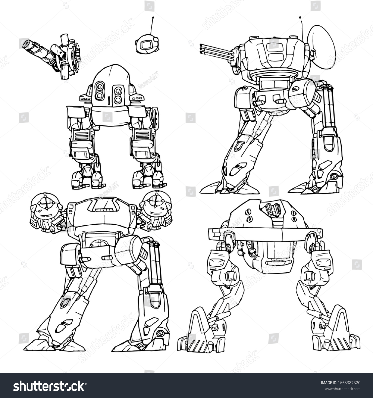 Fighting Robots Machines Vector Illustration Stock Vector (Royalty Free ...