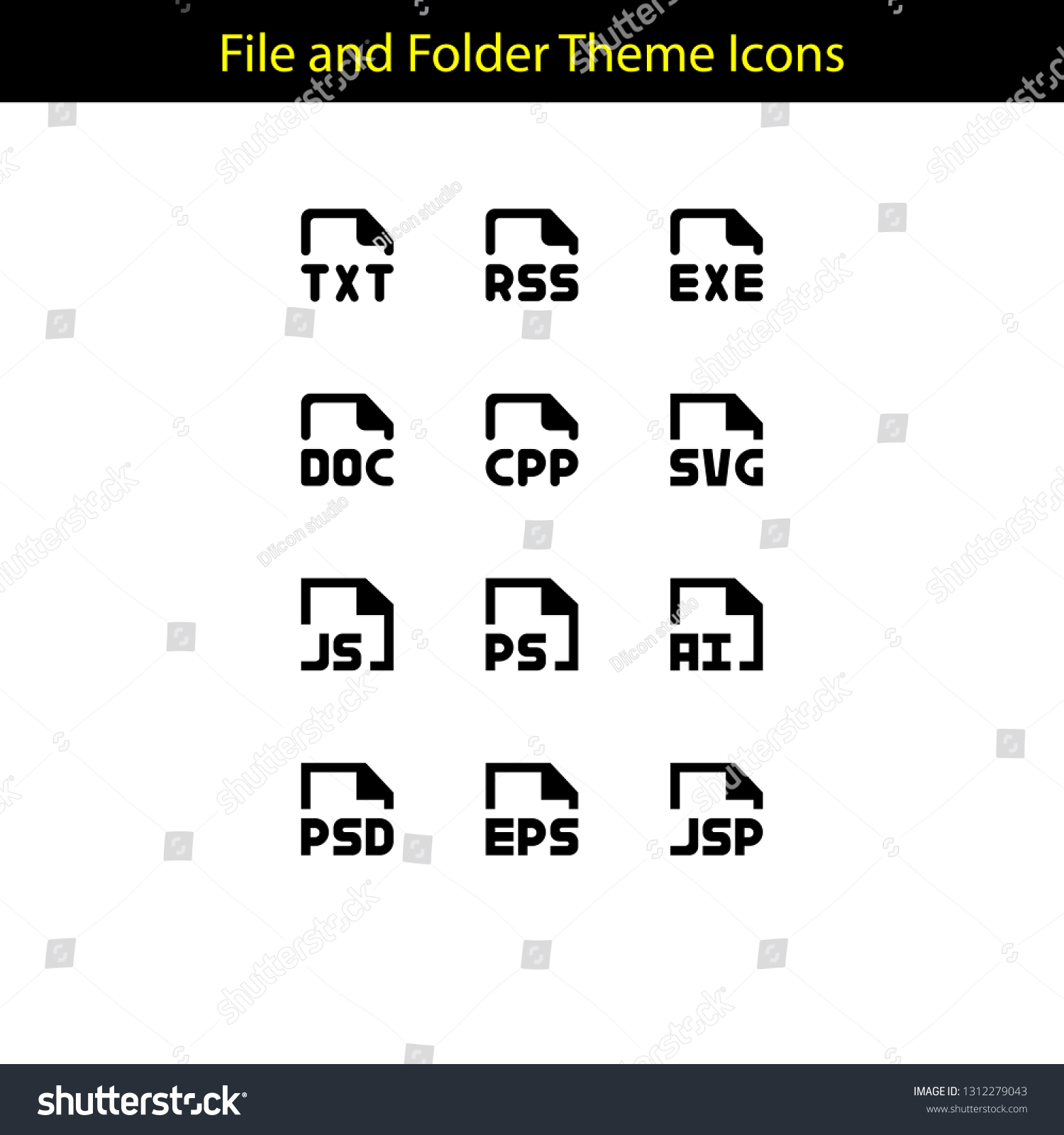 File Folder Theme Icon Line Style Stock Vector (Royalty Free) 1312279043