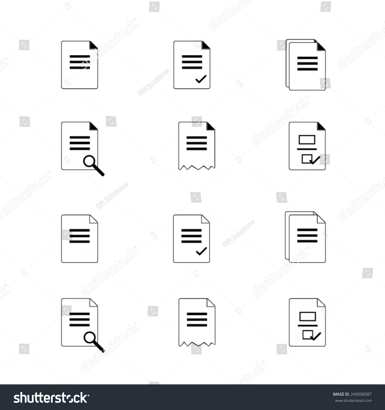File Icon Set Black White Stock Vector (Royalty Free) 249098587