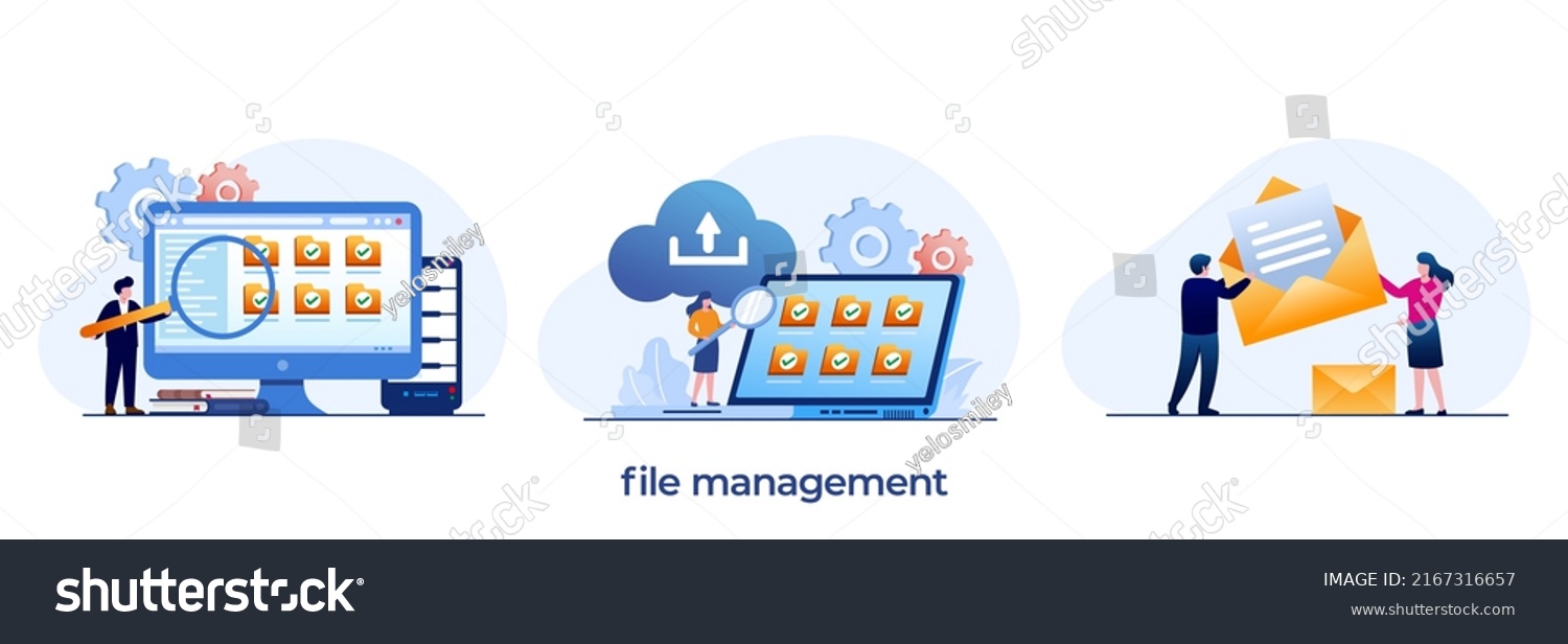 File Management Administration Data Filing Concept Stock Vector ...