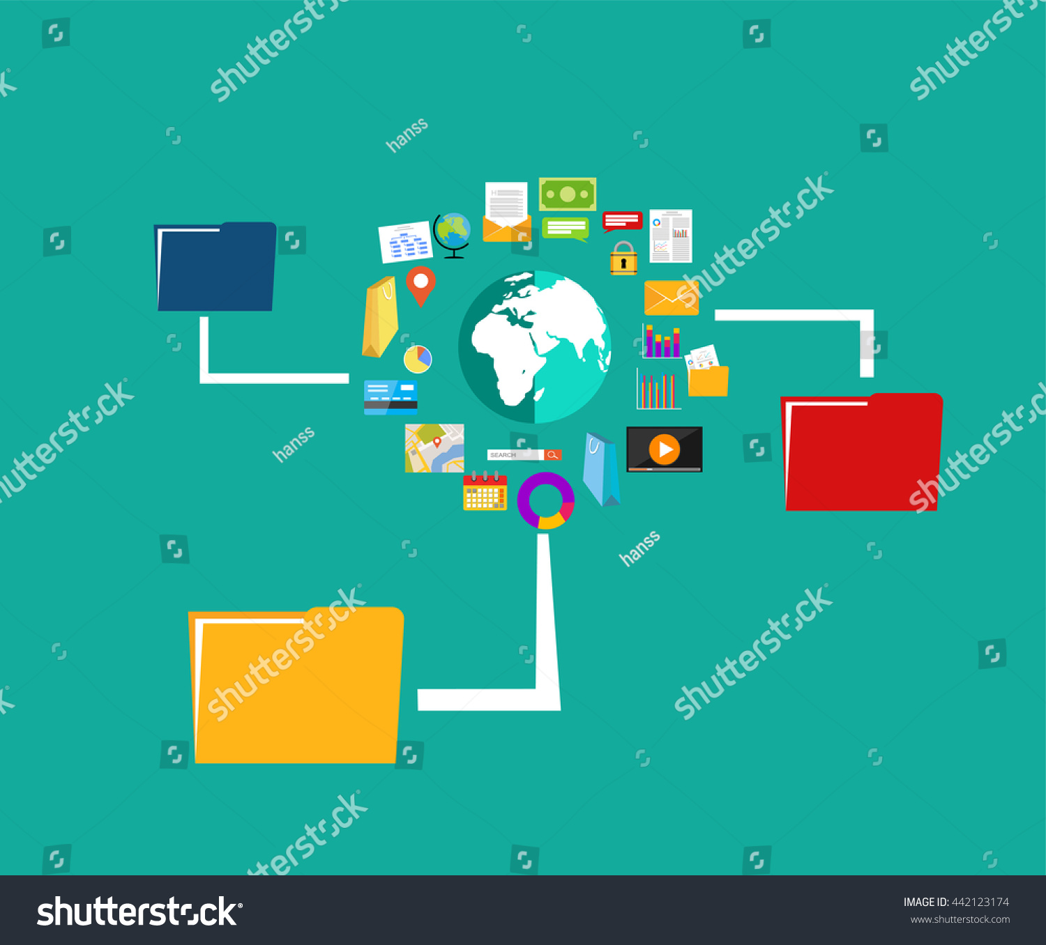 File Sharing Data Distribution Content Management Stock Vector (Royalty ...