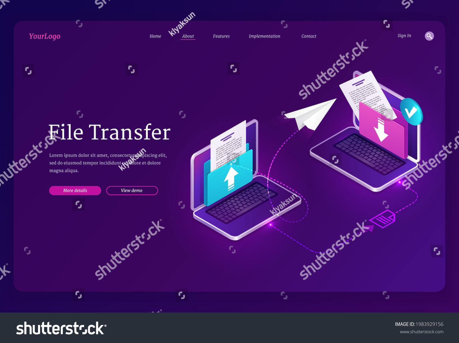 File Transfer Banner Exchange Data Documents Stock Vector (Royalty Free ...