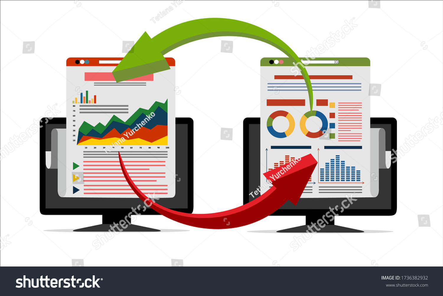 File Transfer Two Pc Document On Stock Vector (Royalty Free) 1736382932 ...