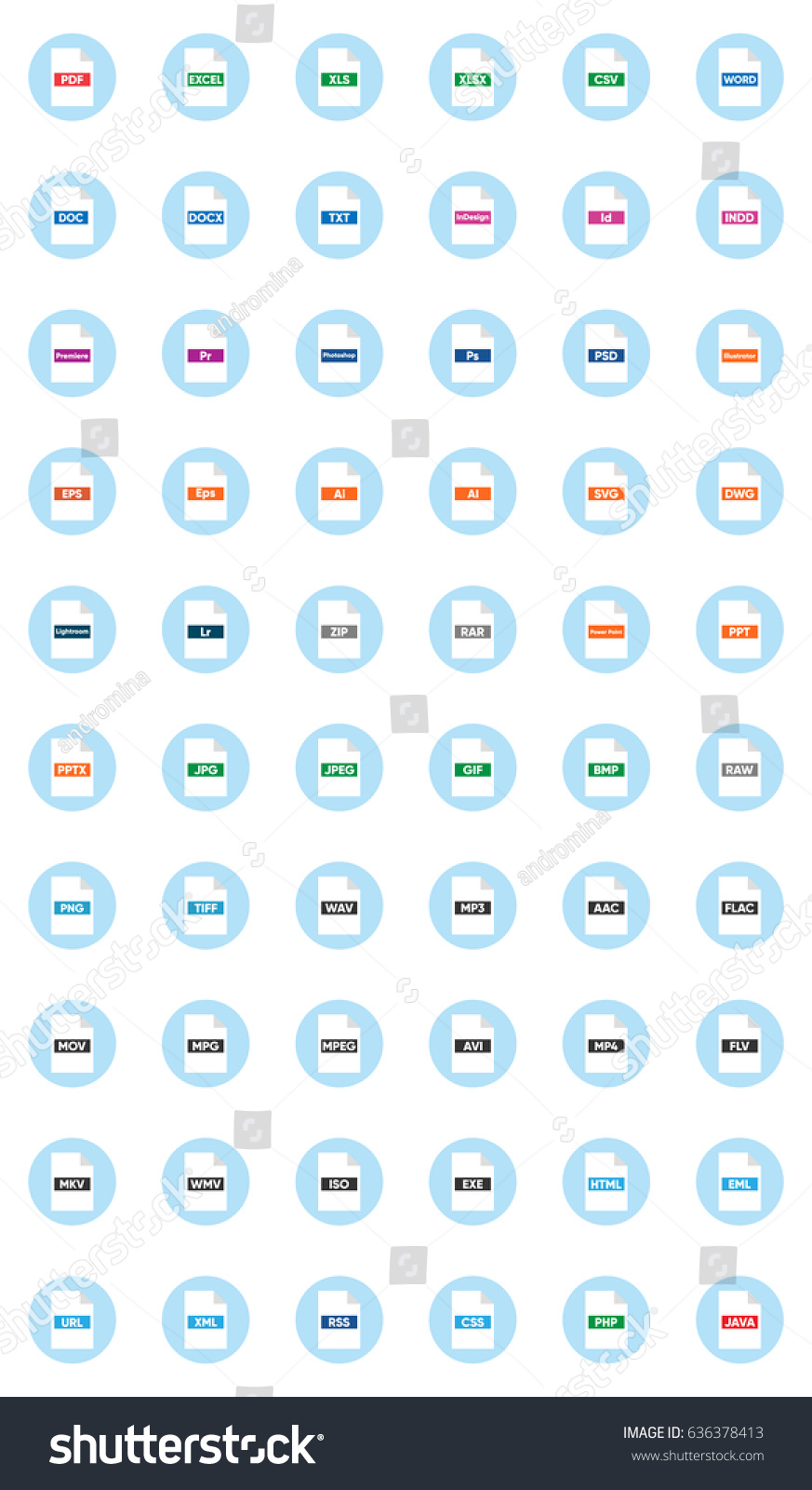 Files Documents Icons Inside Circle Stock Vector (Royalty Free) 636378413