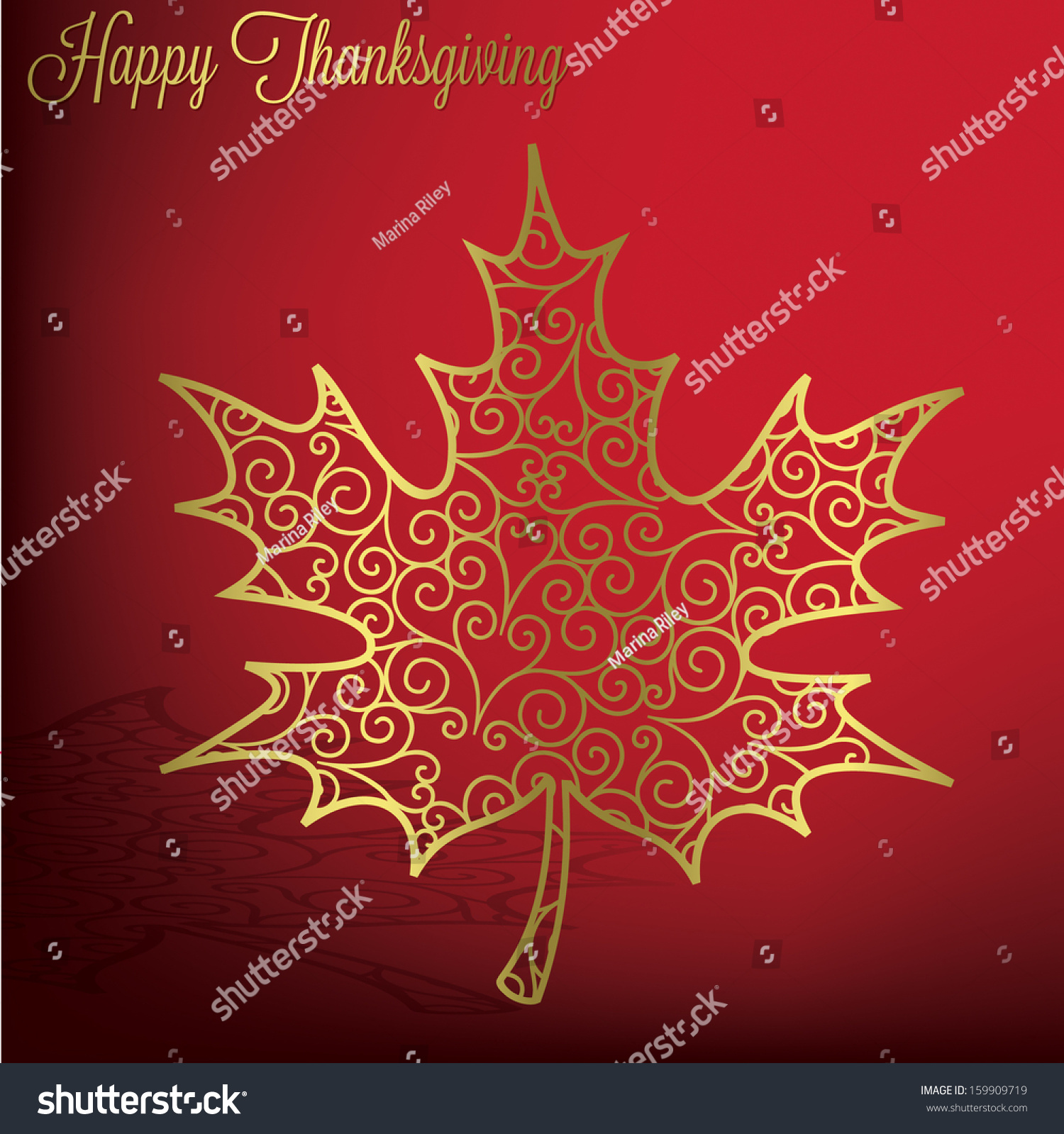 Filigree Maple Leaf Thanksgiving Card Vector Stock Vector (Royalty Free ...
