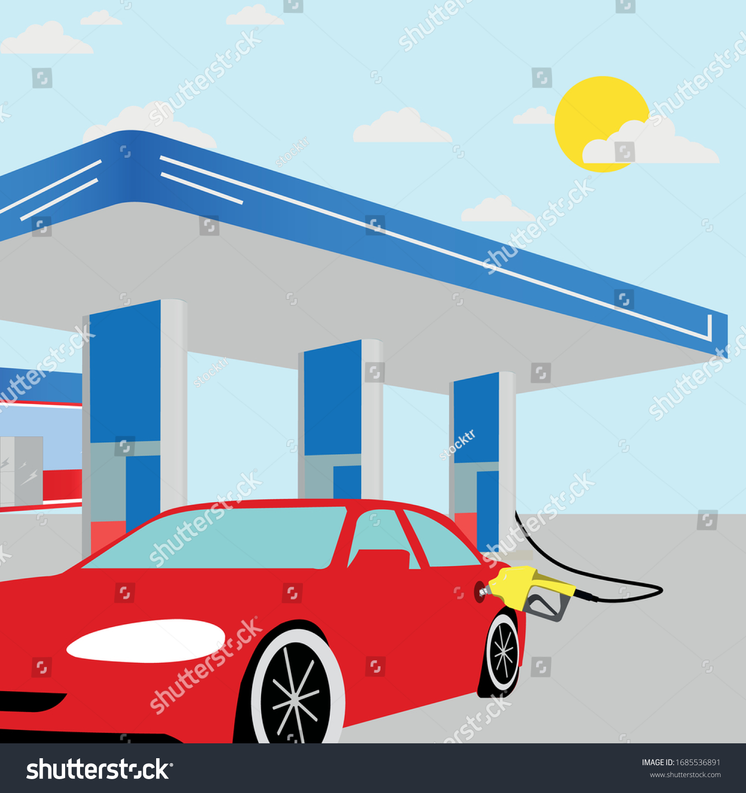 Filling Petrol Station Vector Work Stock Vector (Royalty Free) 1685536891