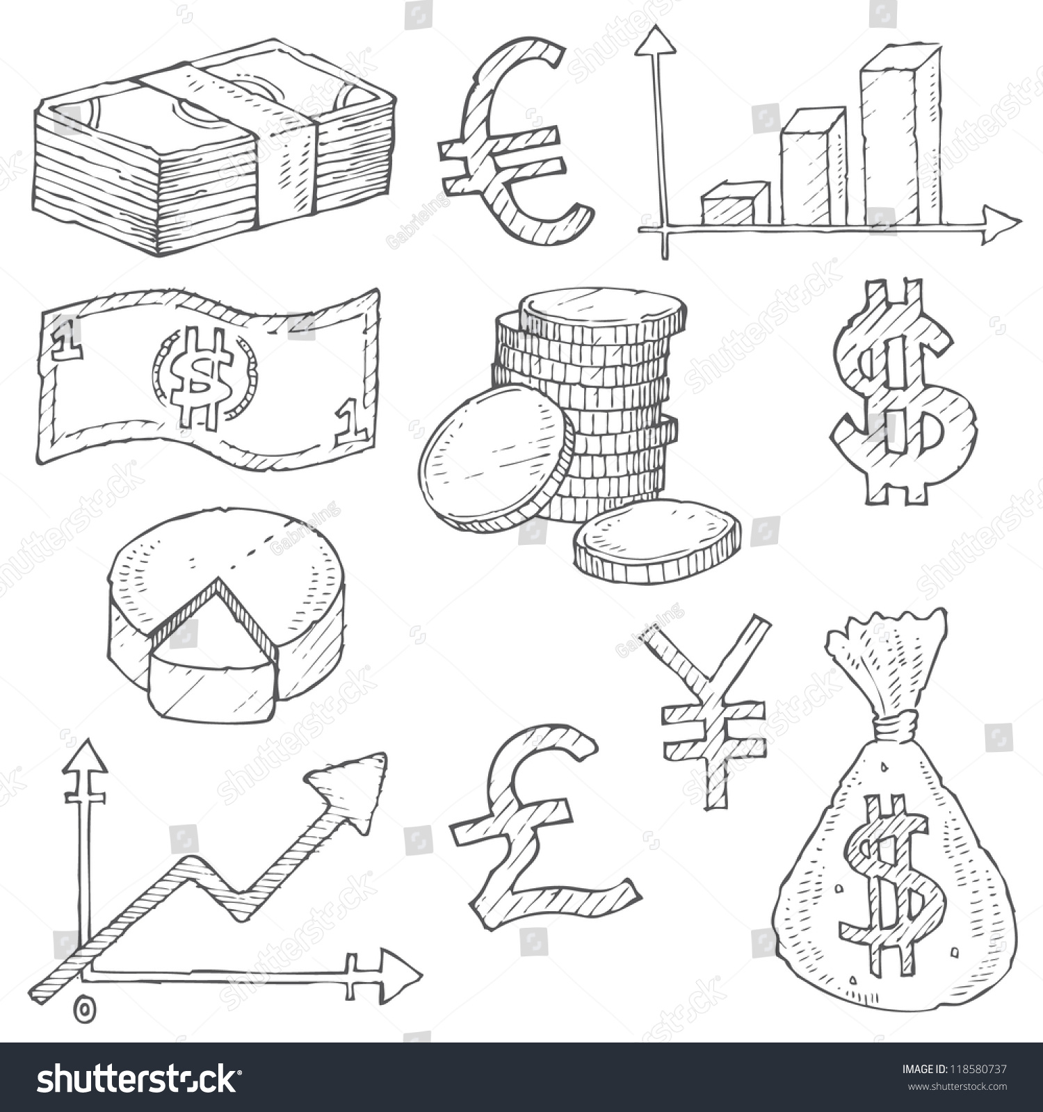 Finance Doodle Vector Set Stock Vector (Royalty Free) 118580737 ...