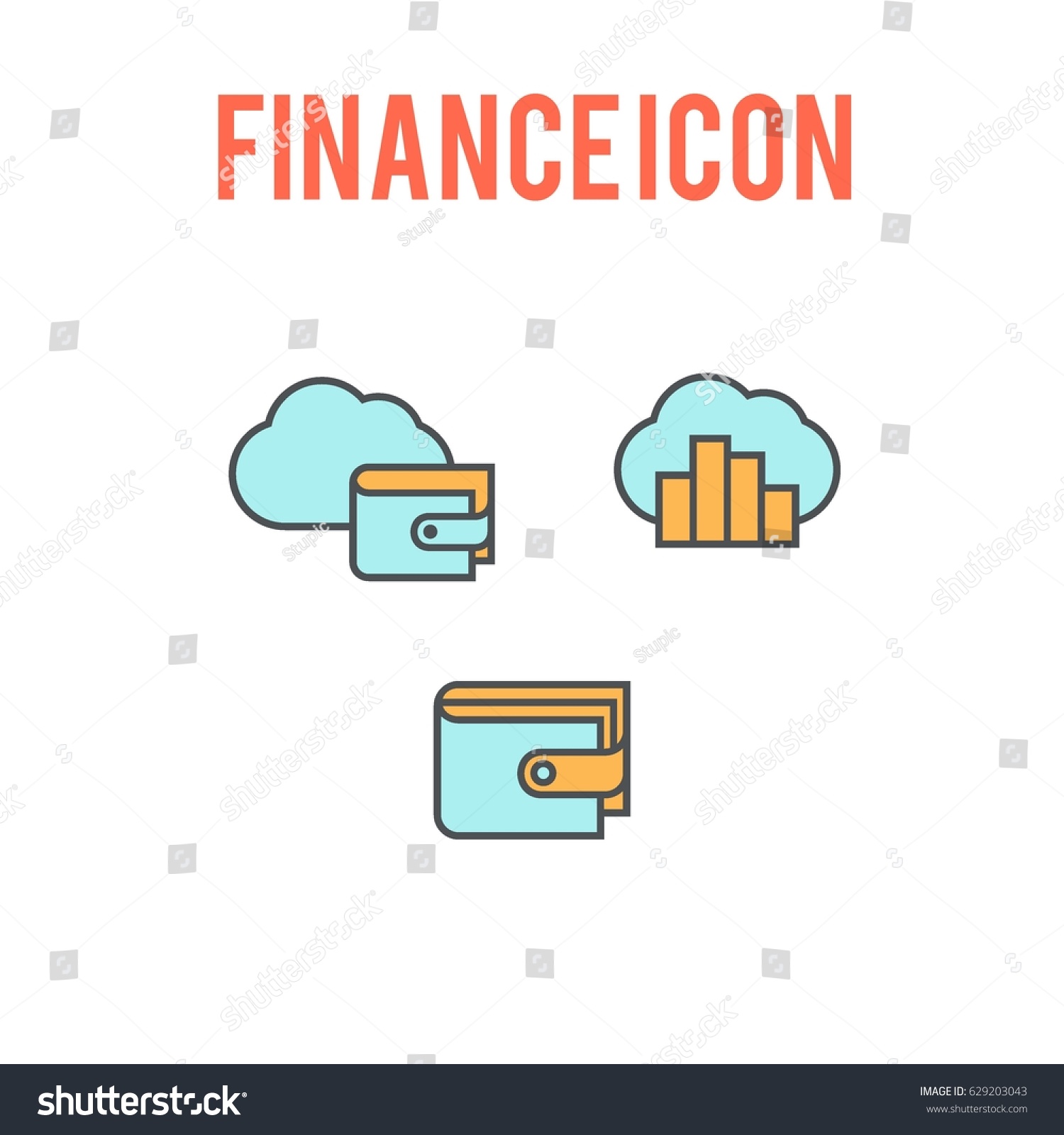 Finance Icon Set Vector Stock Vector (Royalty Free) 629203043 ...