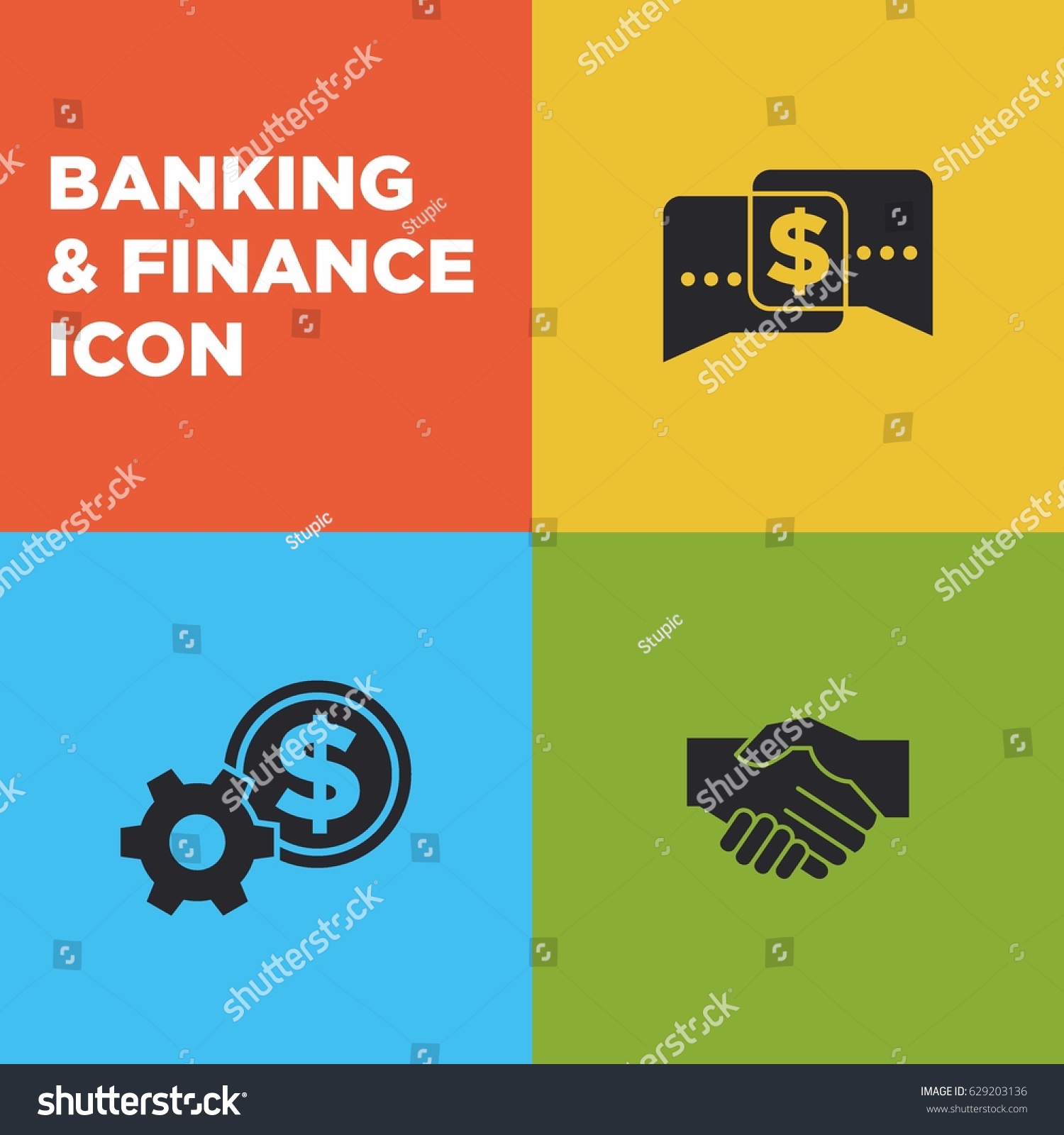 Finance Icon Set Vector Stock Vector (Royalty Free) 629203136 ...