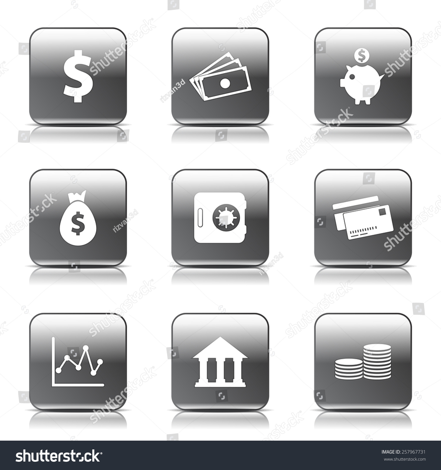 Financial Banking Square Vector Black Button Stock Vector (Royalty Free ...