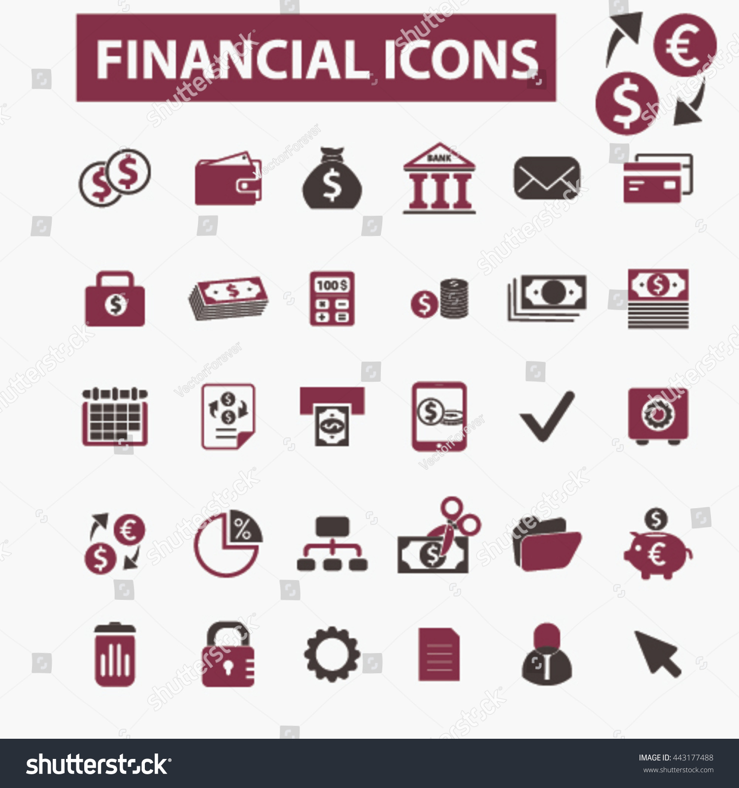 Financial Icons Stock Vector 443177488 : Shutterstock