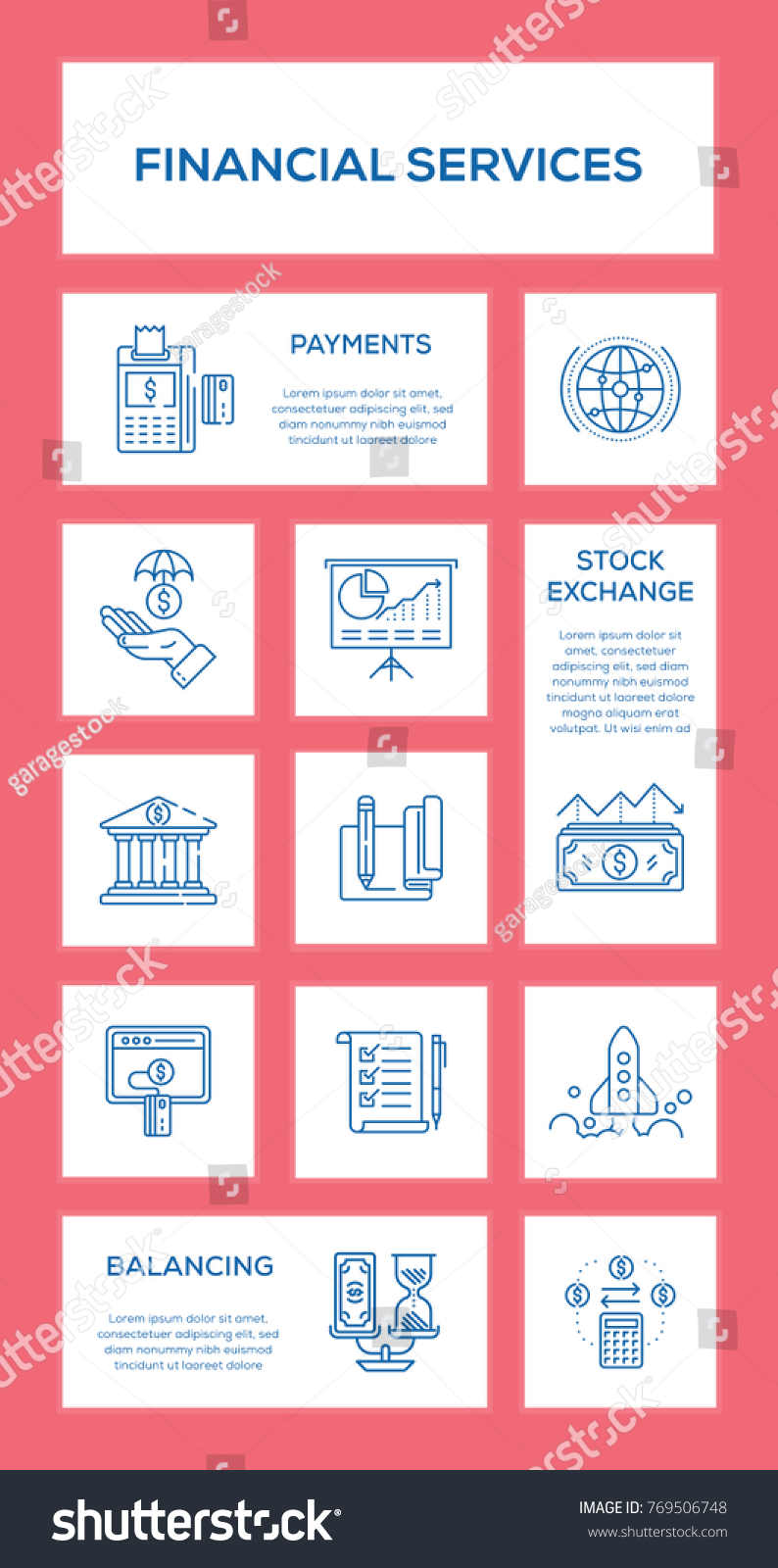 Financial Services Icon Set: vector de stock (libre de regalías ...