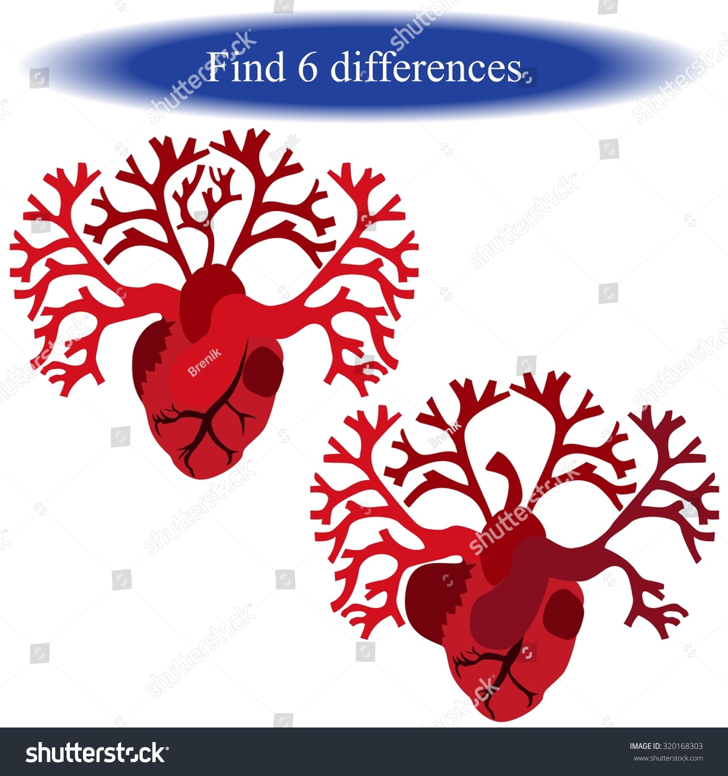 Find Differences Anatomic Human Heart Vector: vetor stock (livre de ...