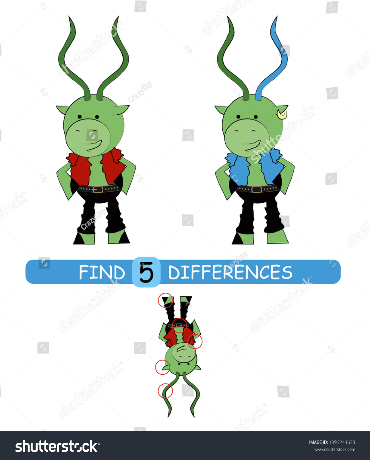 Find Differences Between Pictures Vector Cartoon Stock Vector (Royalty ...