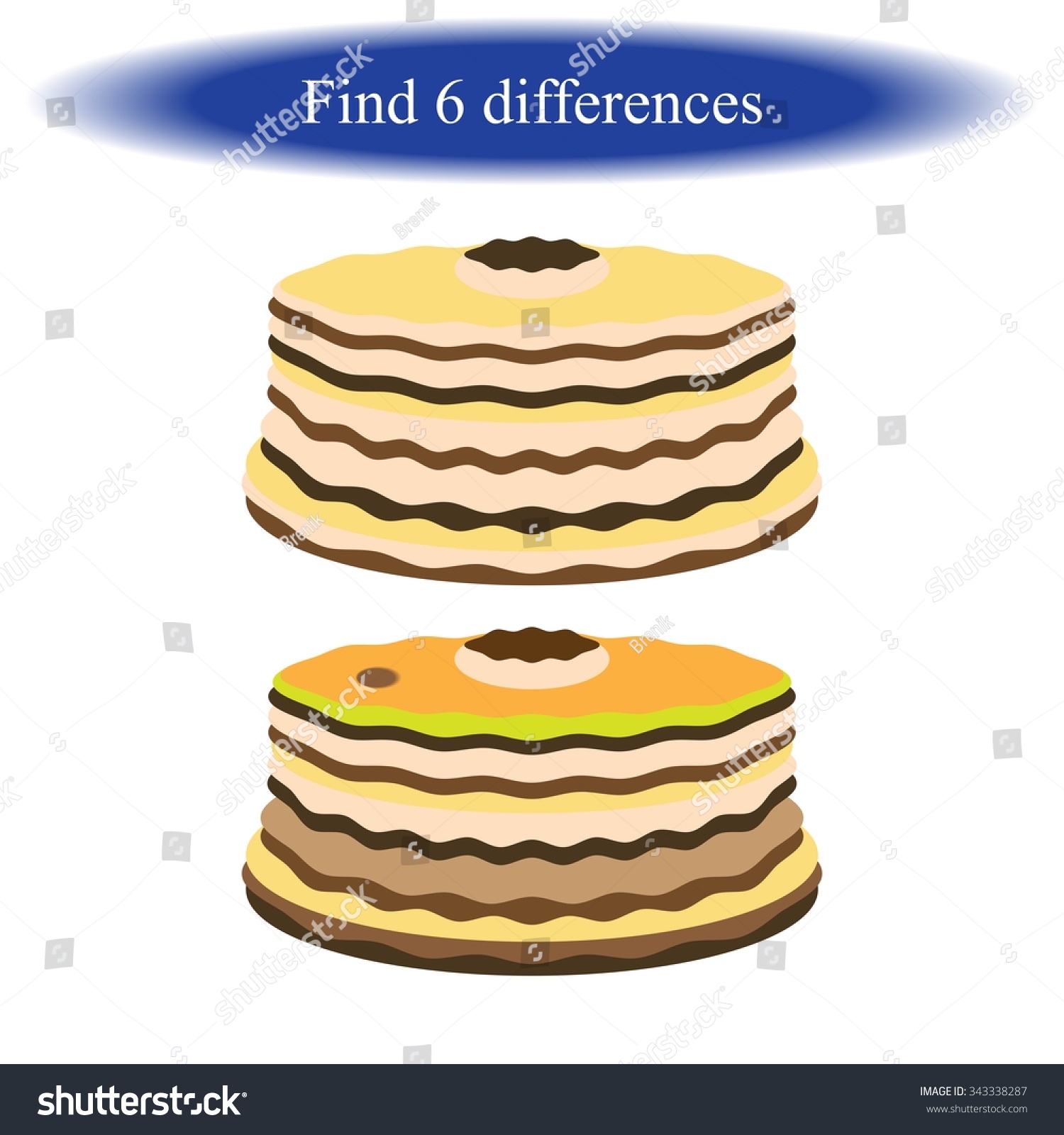 Find Differences Cake Children Vector Illustration Stock Vector ...