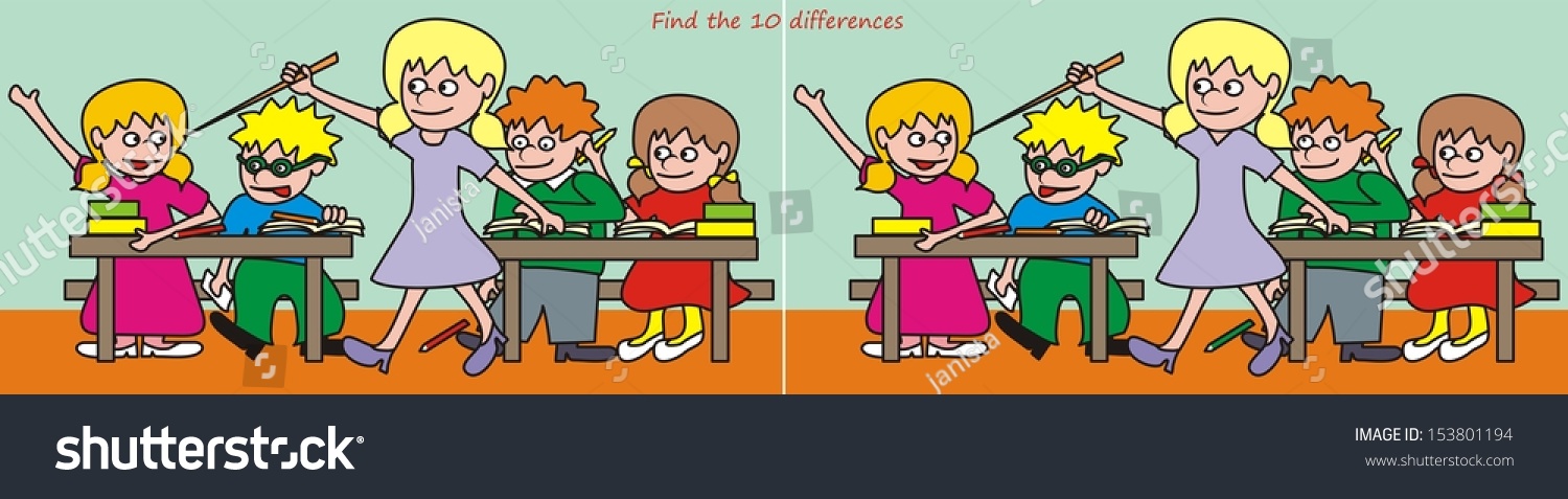 Find 10 Differences Classroom Vector Illustration Stock Vector (Royalty ...