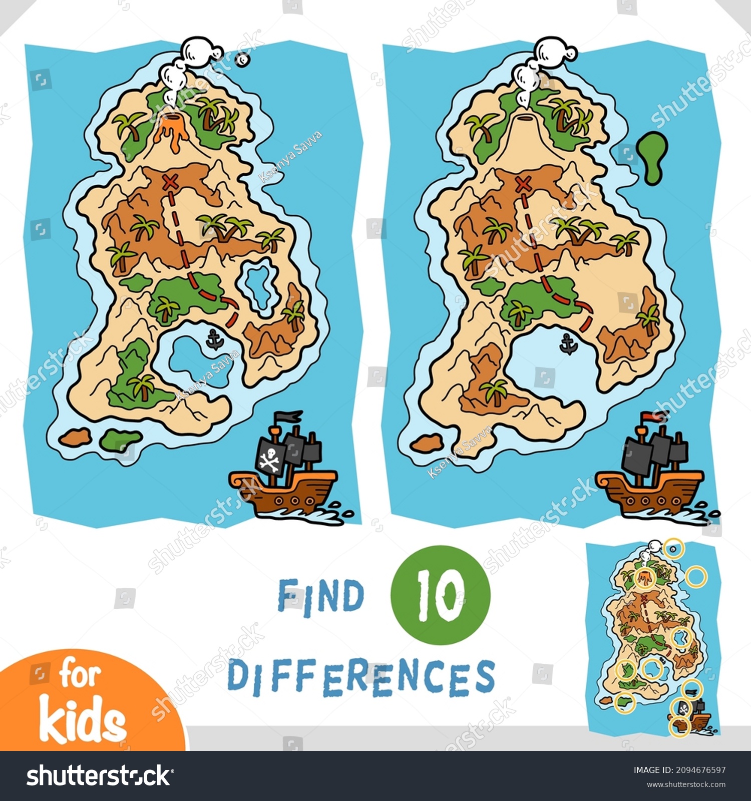 Find Differences Educational Game Children Map: Vector có sẵn (miễn phí ...