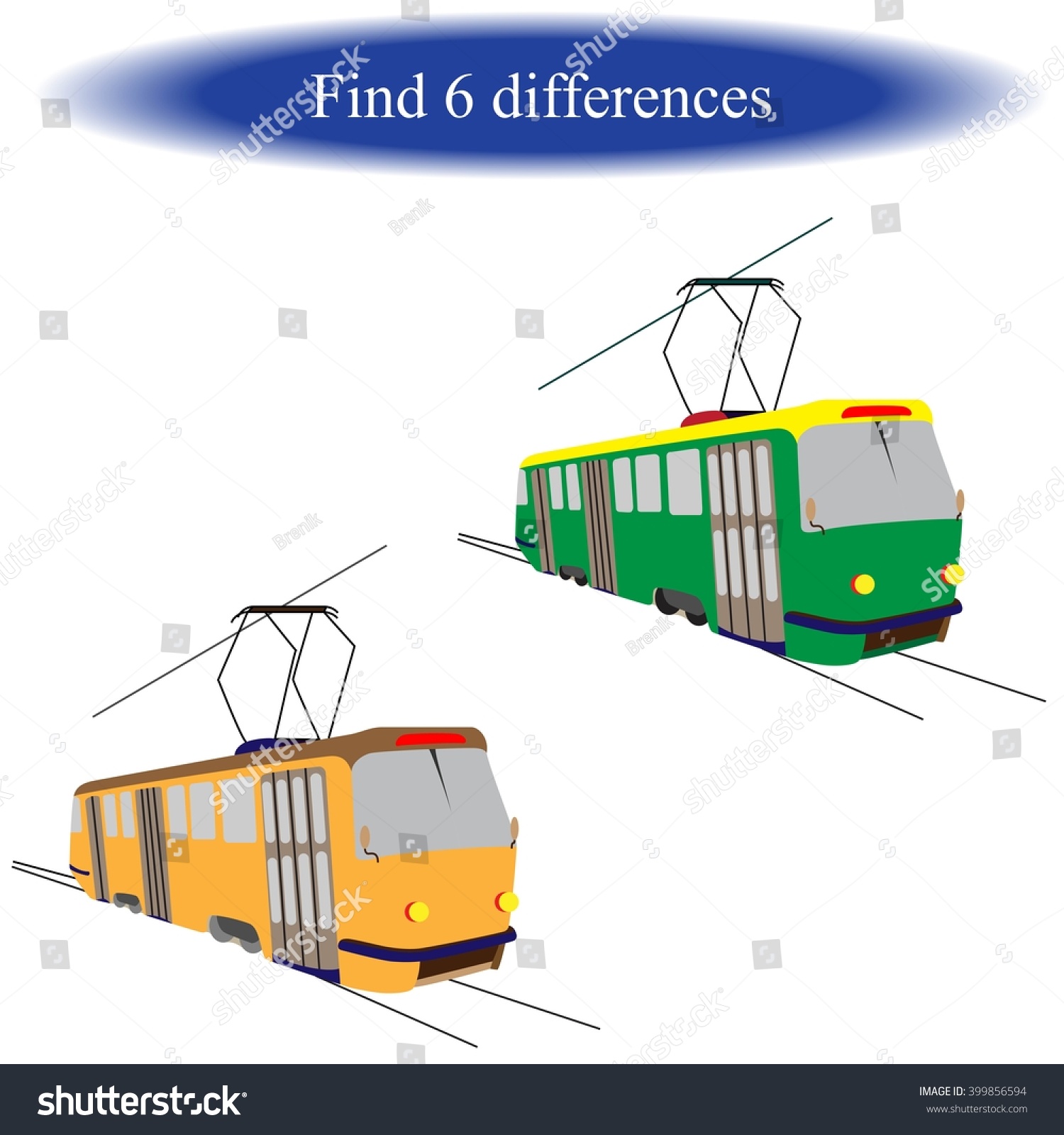 Find Differences Children Tram Vector Illustration Stock Vector ...
