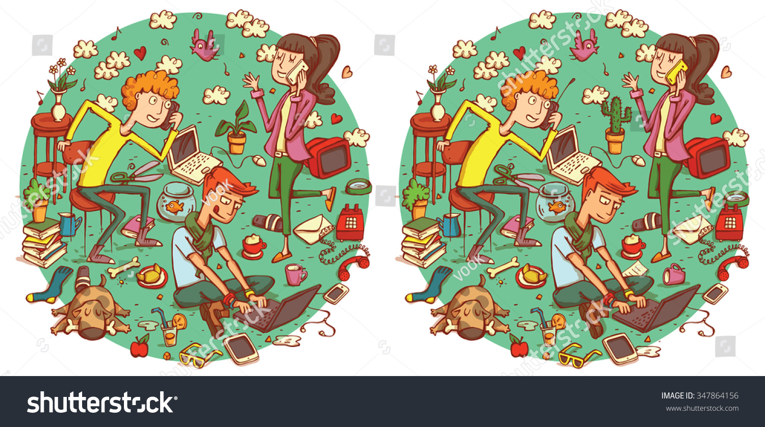 Find 20 Differences Visual Game Solution: เวกเตอร์สต็อก (ปลอดค่า ...