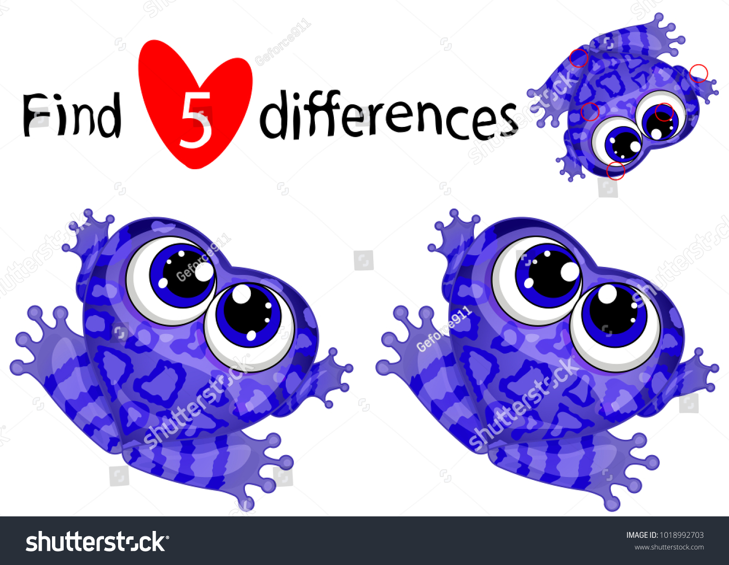 Find Five Differences Educational Game Cute: vector de stock (libre de ...