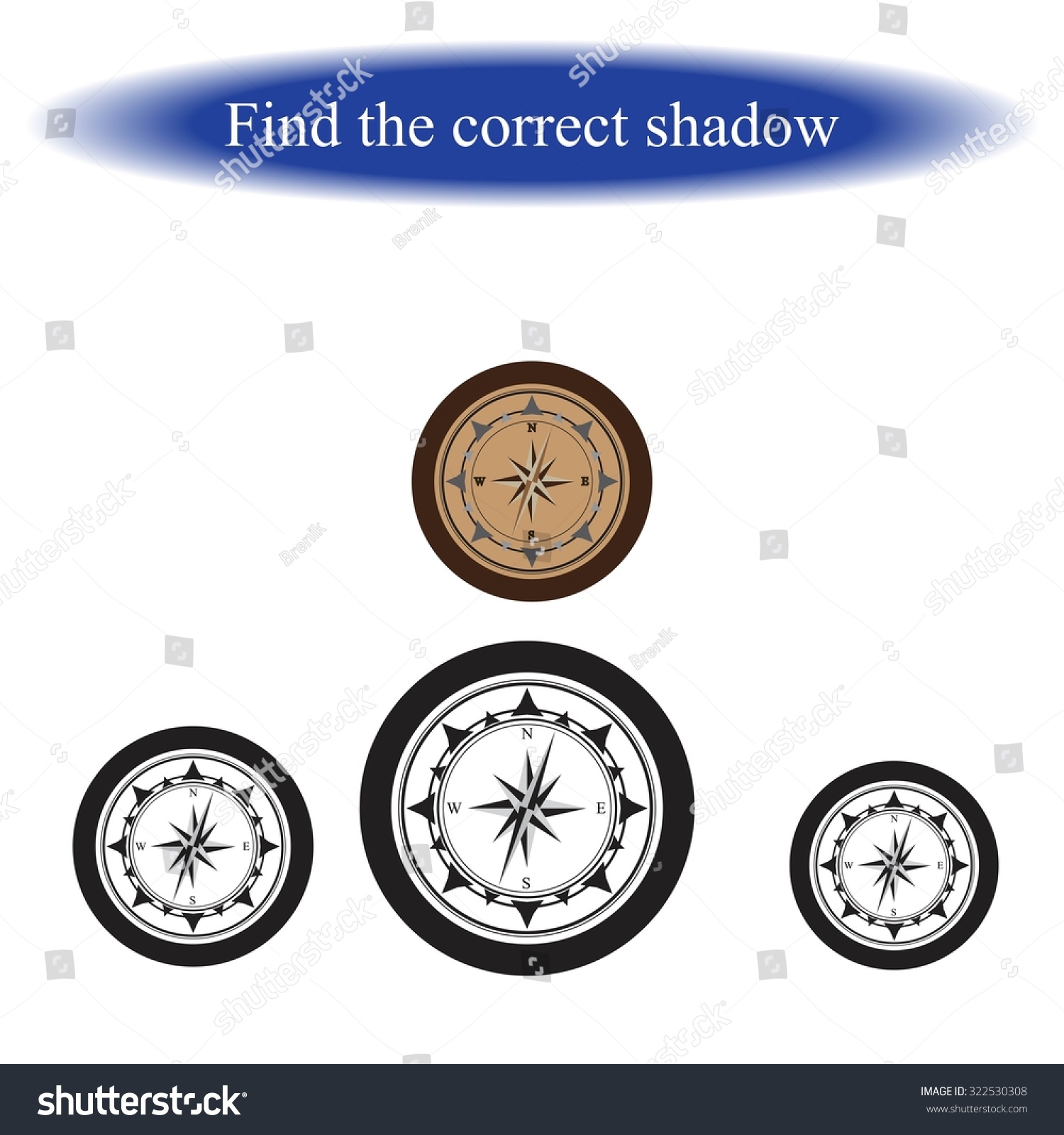 Find Correct Shadow Compass Vector Illustration Stock Vector (Royalty ...