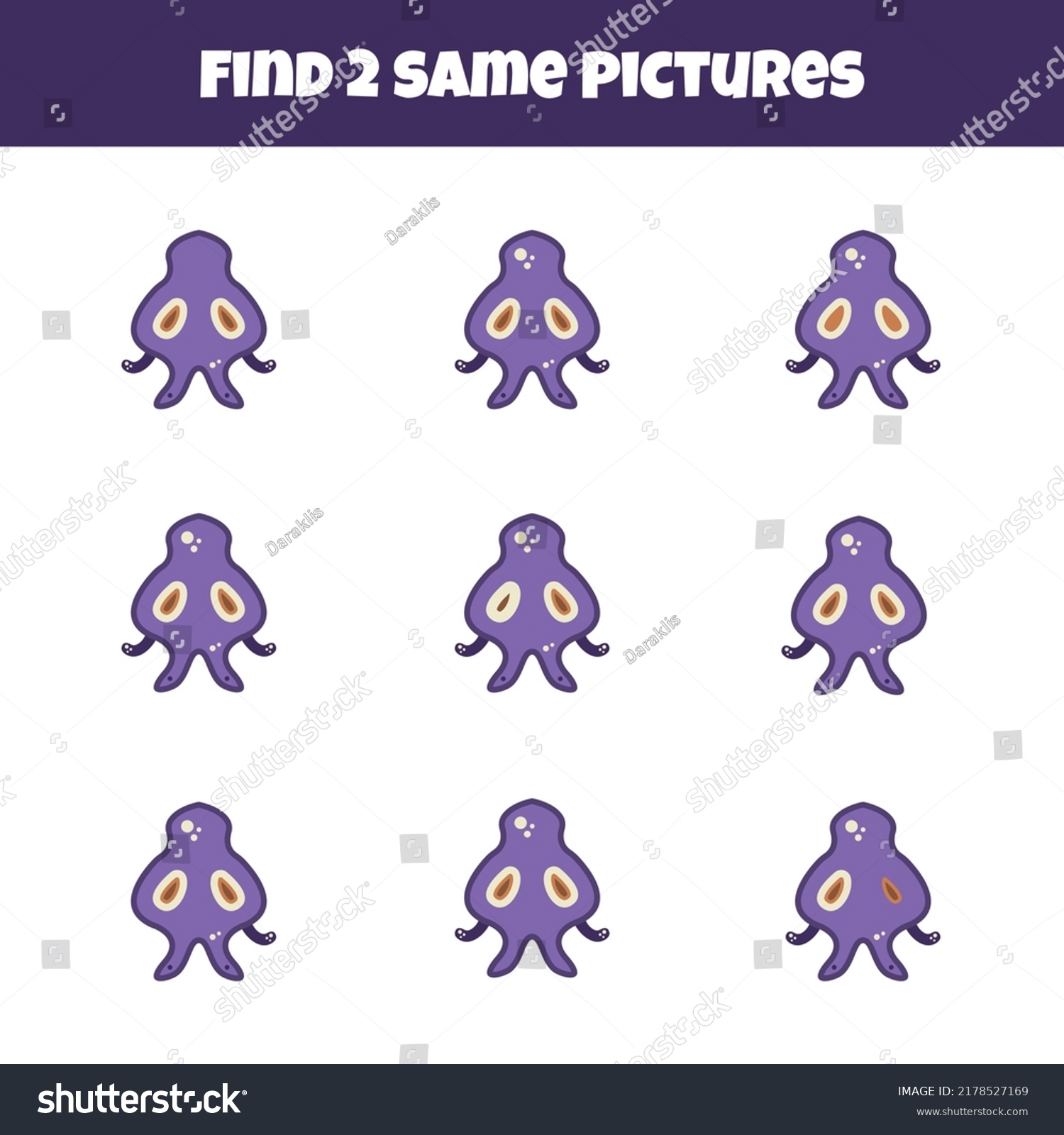 Find Two Same Pictures Drawing Vector Stock Vector (Royalty Free ...