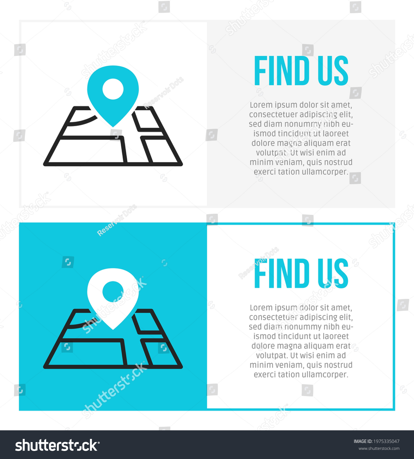 Find Us Flat Design Template Stock Vector (Royalty Free) 1975335047